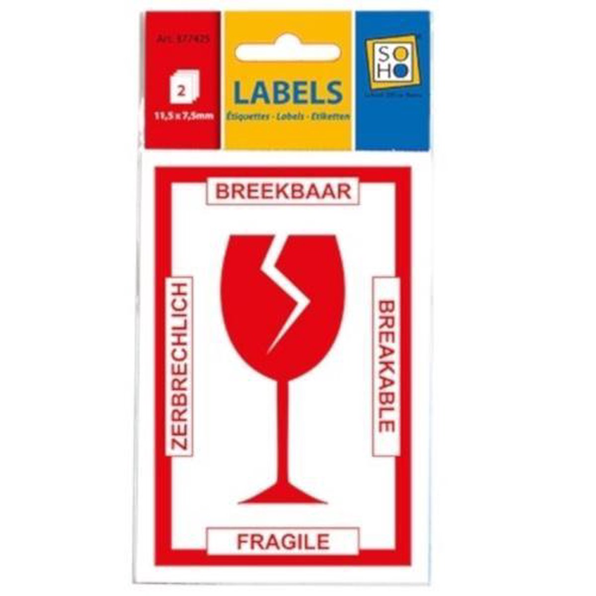 Soho Etiket Breekbaar 11,5 X 7,5 Mm Papier Wit/rood 2 Vellen | bol