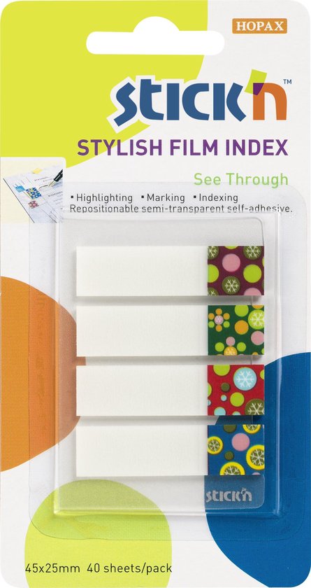 Stick'n transparante Index tabs - 45x12mm wit, 80 tabs | bol