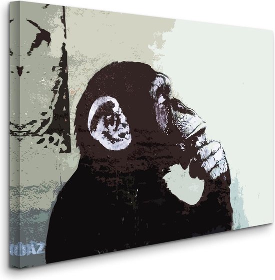BANKSY The Thinker Monkey Canvas Print | bol