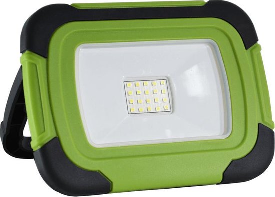 Oplaadbare LED bouwlamp op standaard met groene behuizing – 10 Watt ...
