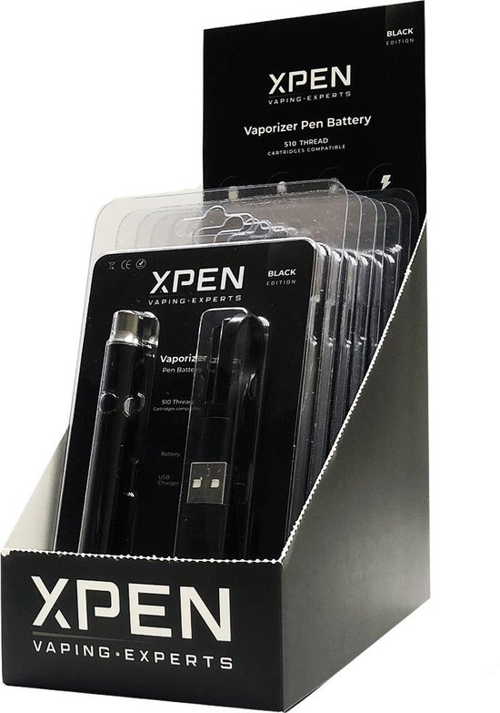 X-Pen Black Vaping Pen Battery 510 Thread + USB Charger | bol