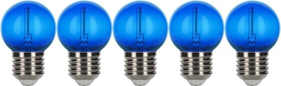Bailey 5x Kogellamp Blauw | LED Filament 0,6W | Grote fitting E27 ...