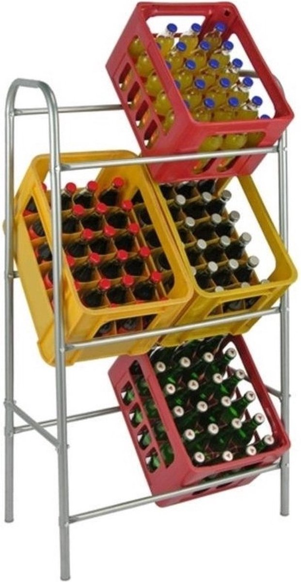 Zilveren krattenrek voor 6 kratten / bierkratten rek 65 x 34 x 115 cm ...