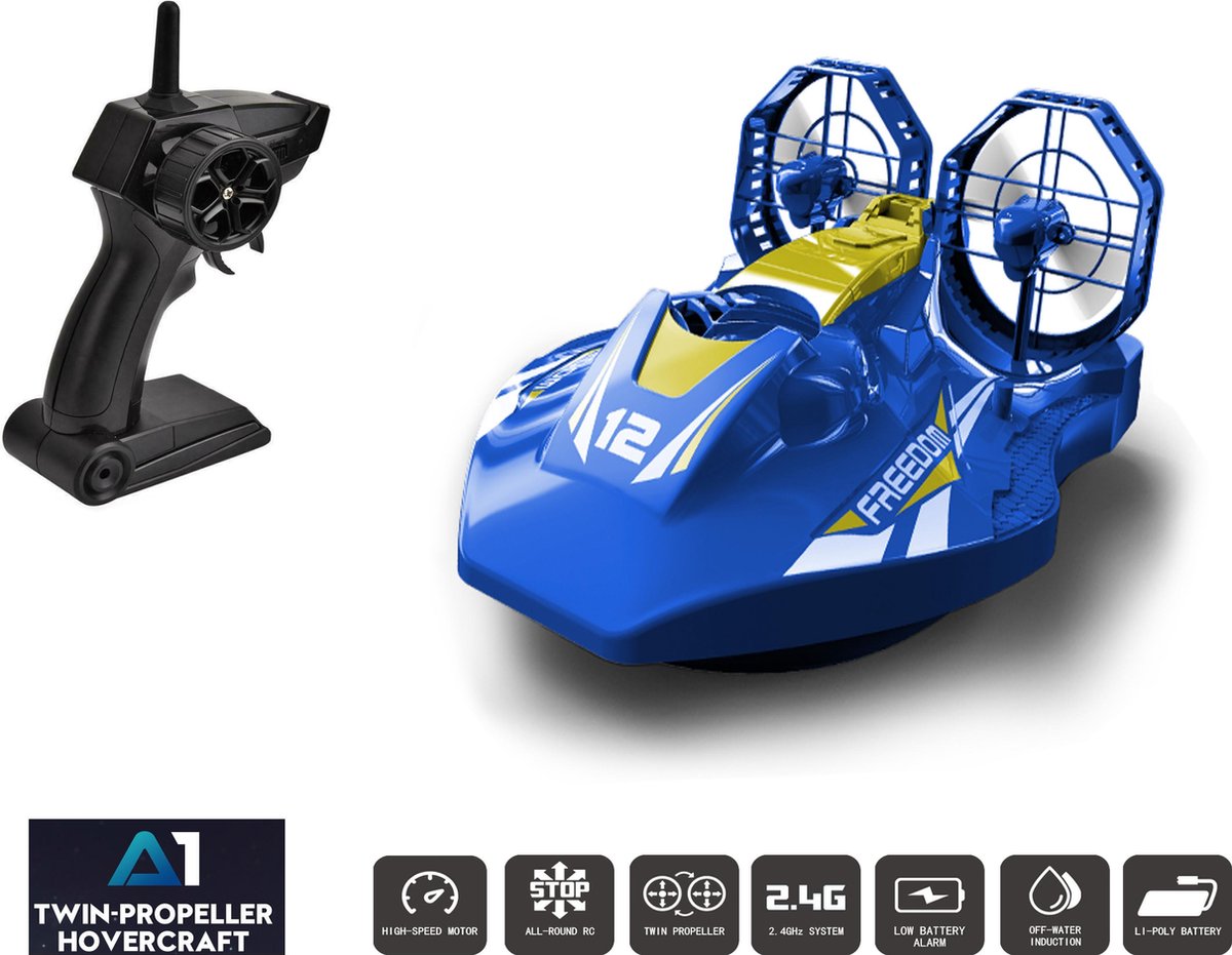 Rc Hovercraft A1 - 2.4G 4CH RC Twin-propeller boot - 50 meter - 21CM ...