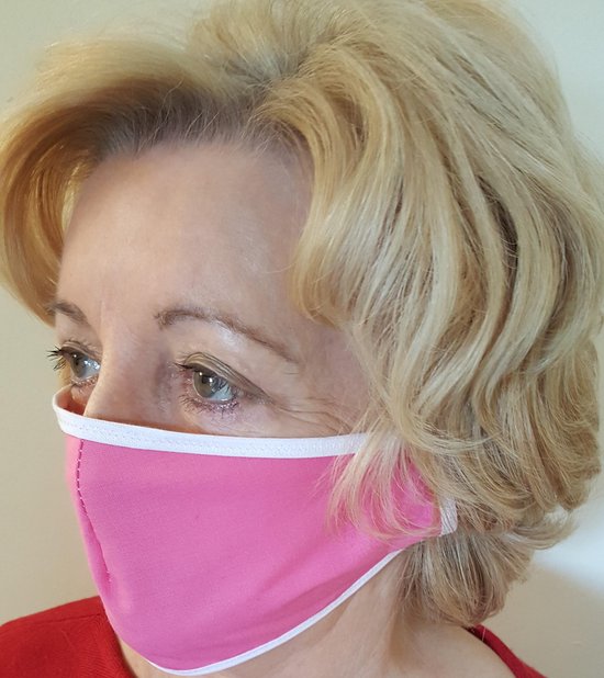 HANCA Mondkapje Met ingebouwde neusclip Donker Rose-Wit | bol.com