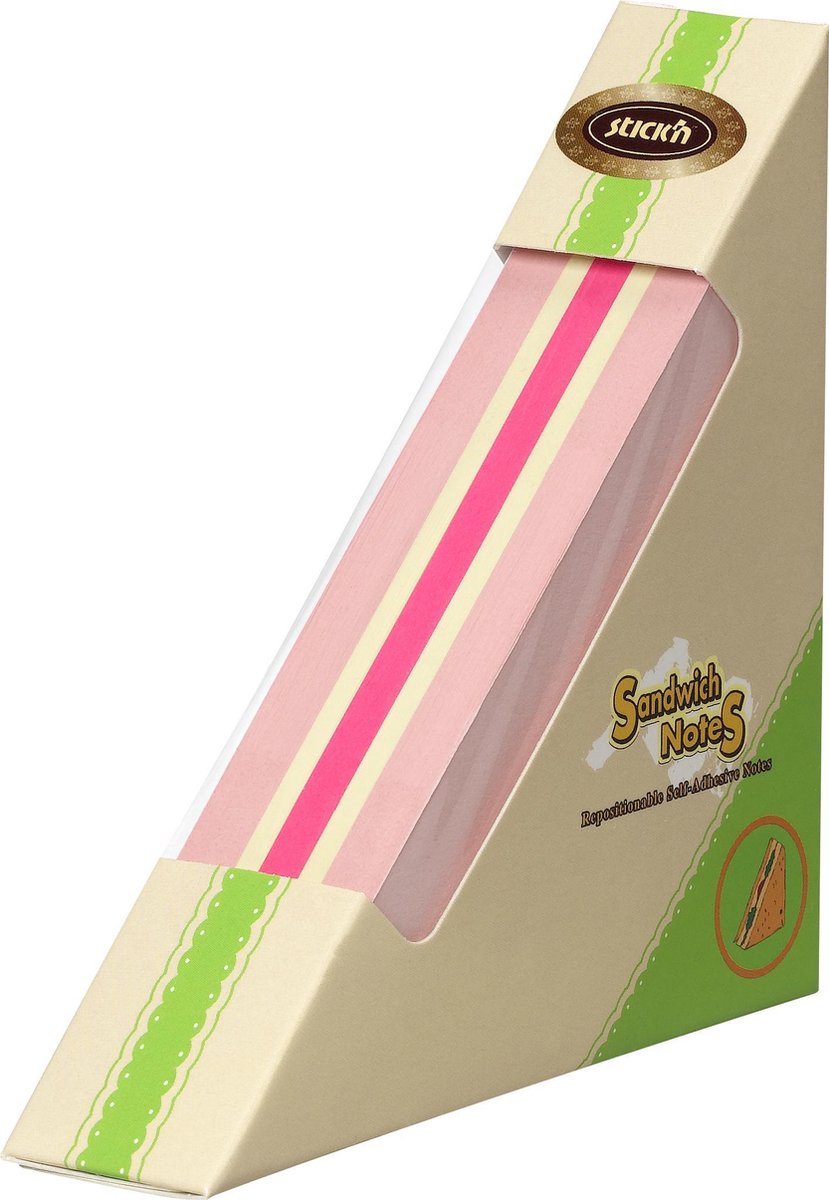 Stick'n Memoblok kubus - sandwich 99x99mm, neon/pastel roze/geel ...