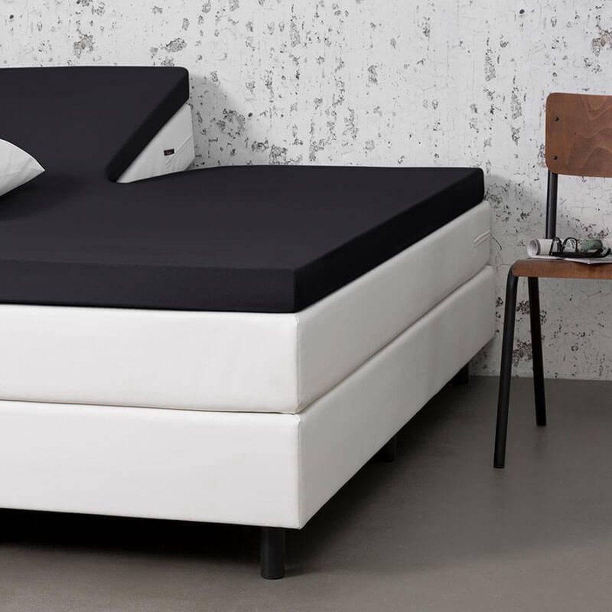 Splittopper Hoeslaken - Zwart - 180x200 cm - Jersey Stretch - Dekbed ...