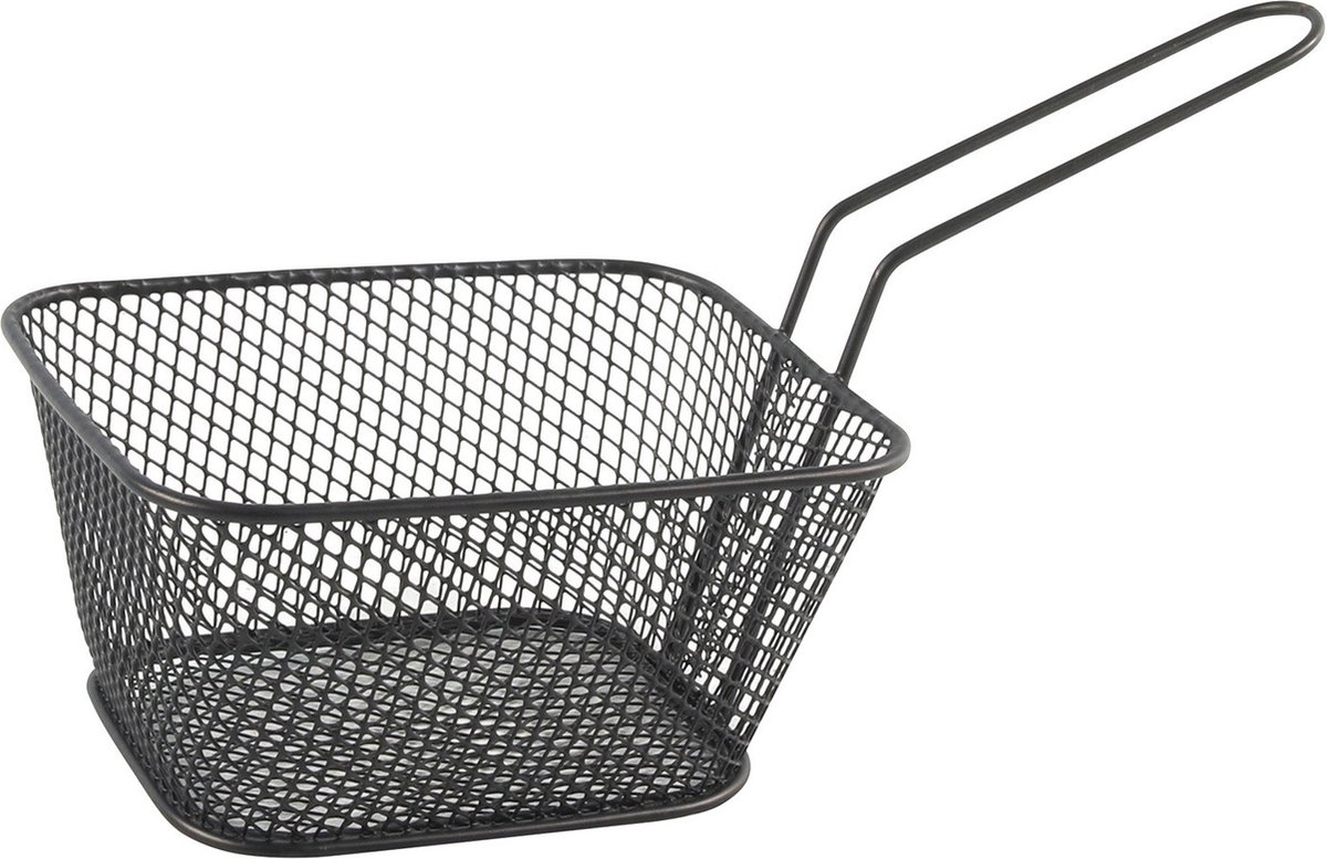 4x stuks zwarte patat/snack serveermandjes/frietmandjes 14 cm ...