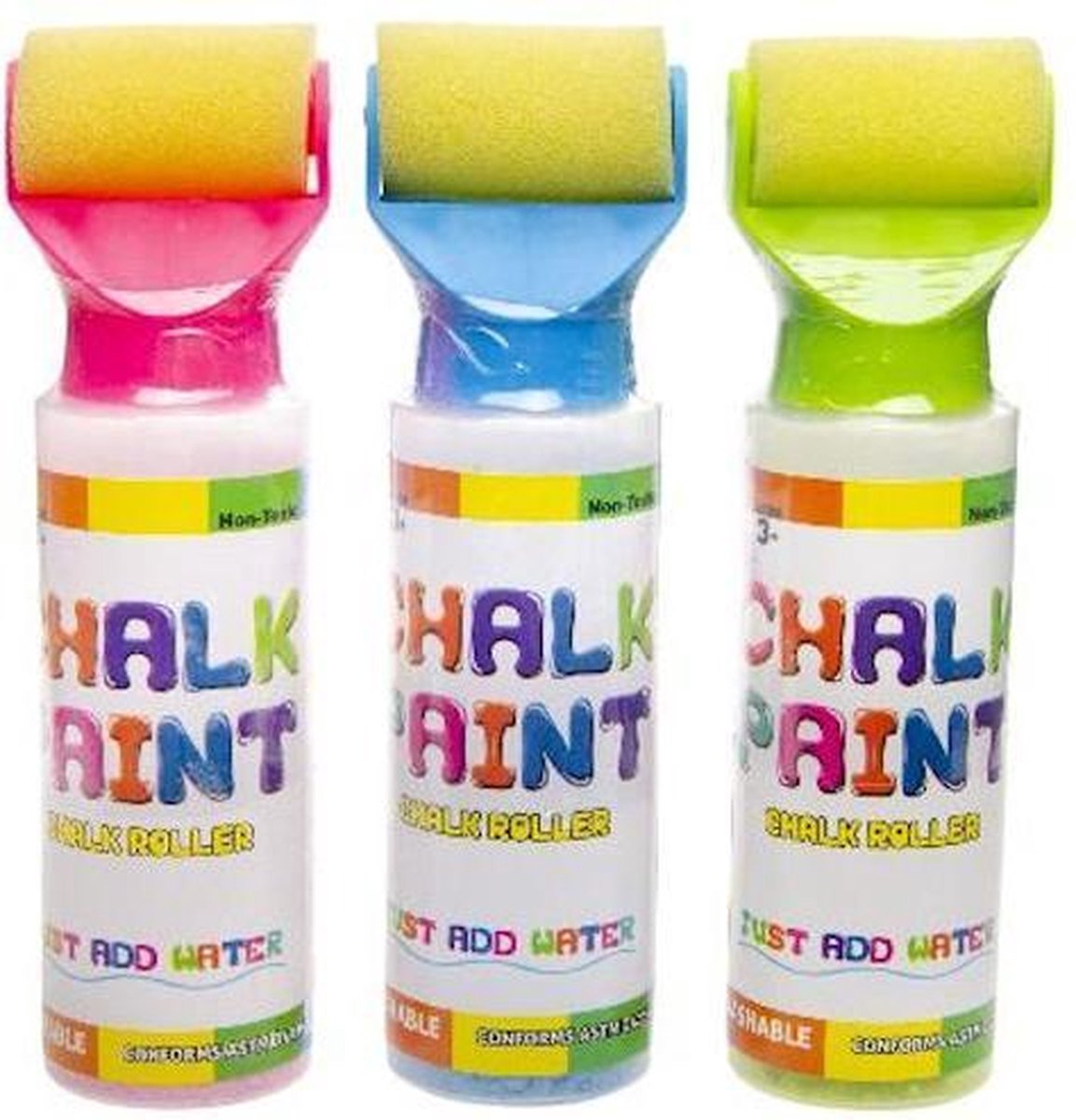 3 stuks Stoepkrijt verf Roller 15 Cm Groen Roze Blauw - Krijt Roller ...