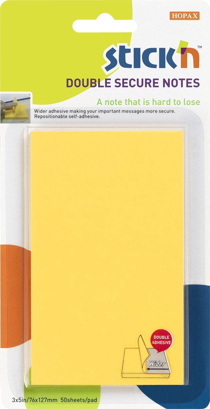 Stick'n Sticky Notes - Extra Brede Lijmlaag - 76x127mm - Mango Geel ...