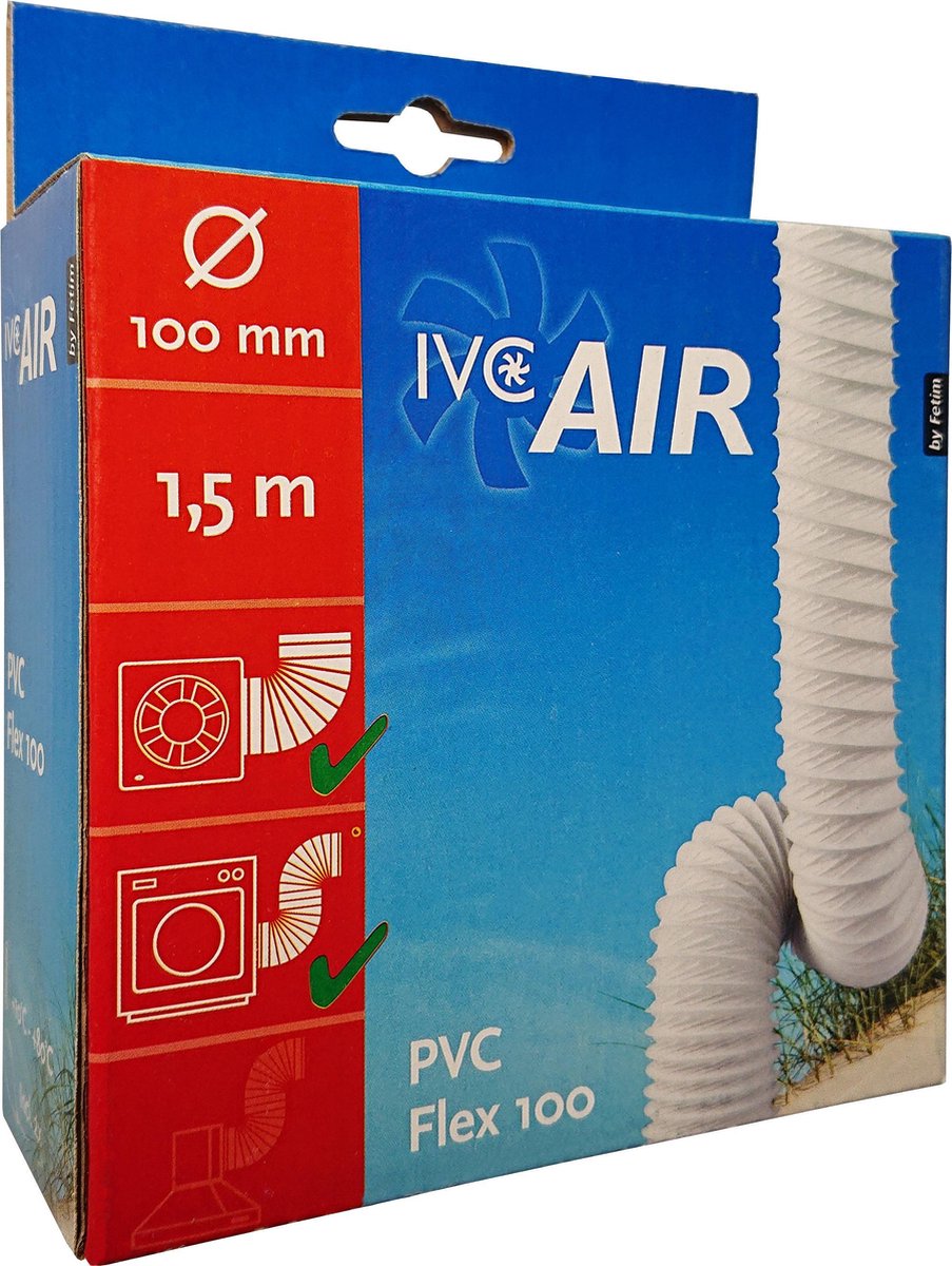 IVC Air flexibele PVC luchtslang | tot 100°C | Ø 100 mm | lengte 1.5 ...
