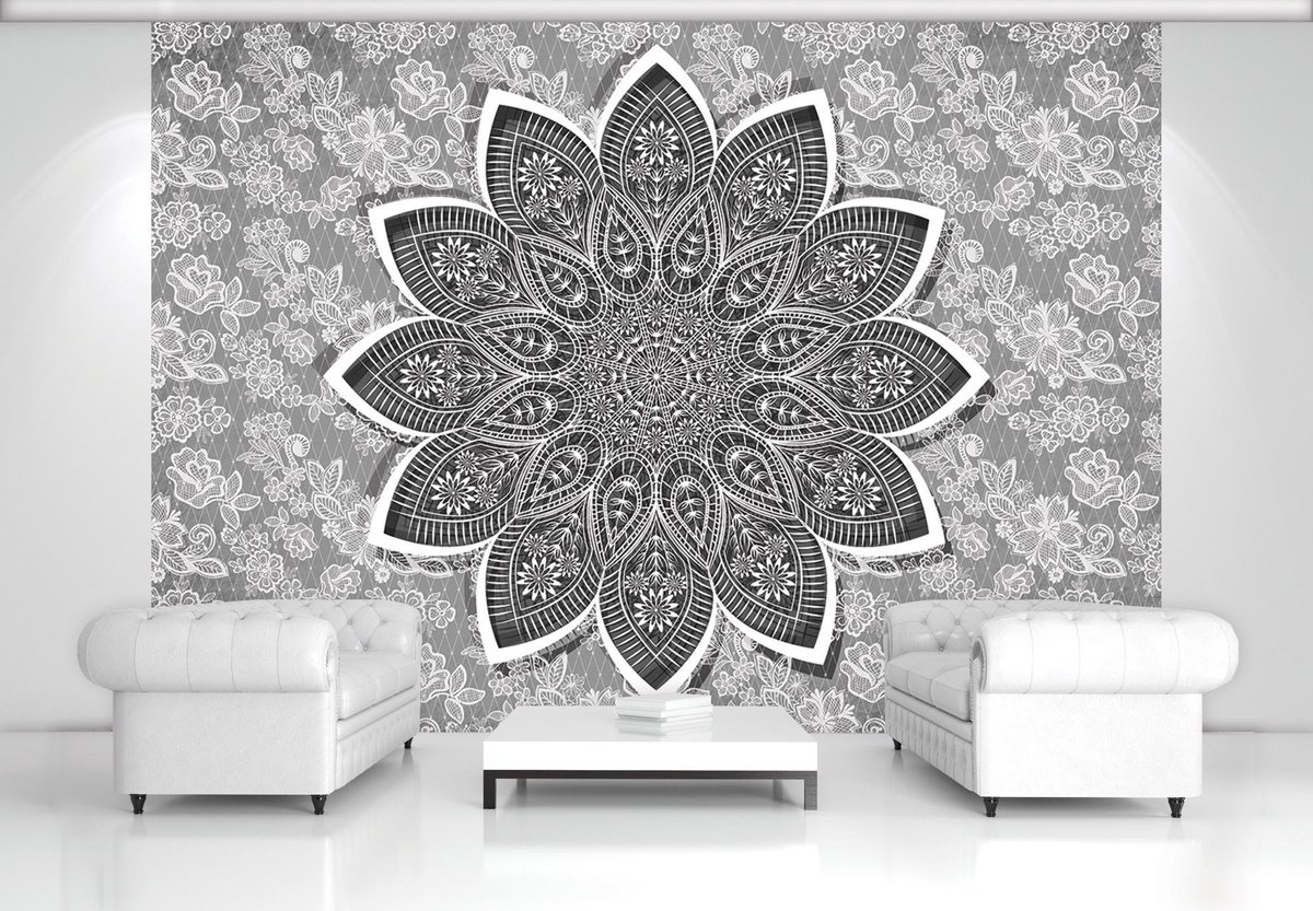Fotobehang - Vlies Behang - Mandala en Bloemen Patroon - 312 x 219 cm ...