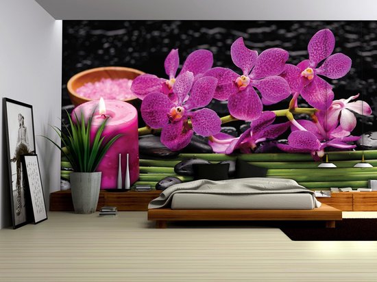 Fotobehang - Vlies Behang - Roze Orchideeën - Spa - Wellness - 312 x ...