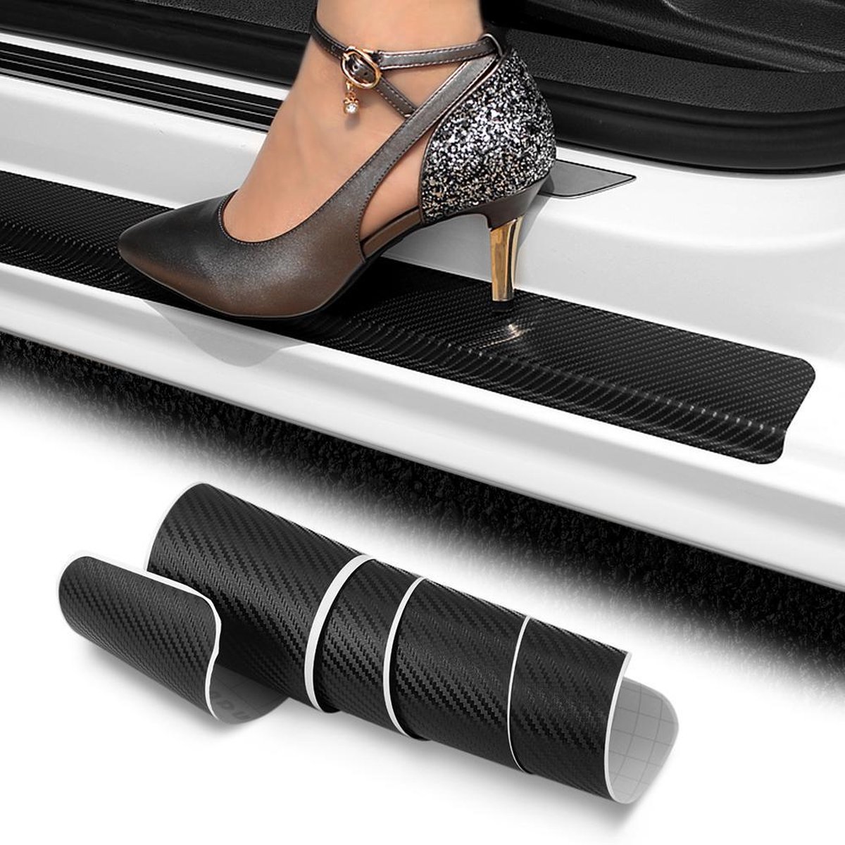 Carbon Look Auto Instap Dorpel Folie Bescherming Decoratie Trim Sticker ...