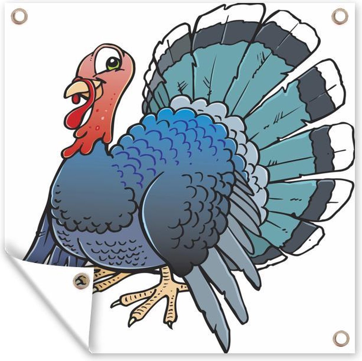 Tuin decoratie Kleurrijke blauwe tekening van een Kalkoen - 30x40 cm ...