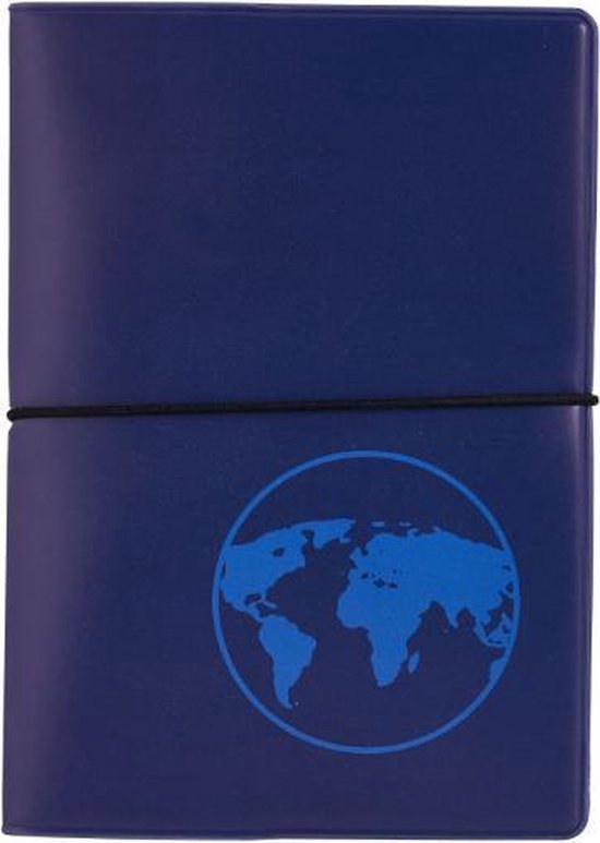 Paspoorthouder- Paspoorthoesje - Wereldbol - Reizen - Donkerblauw | bol.com