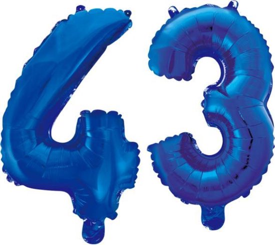 Folieballon 43 jaar blauw 41cm | bol