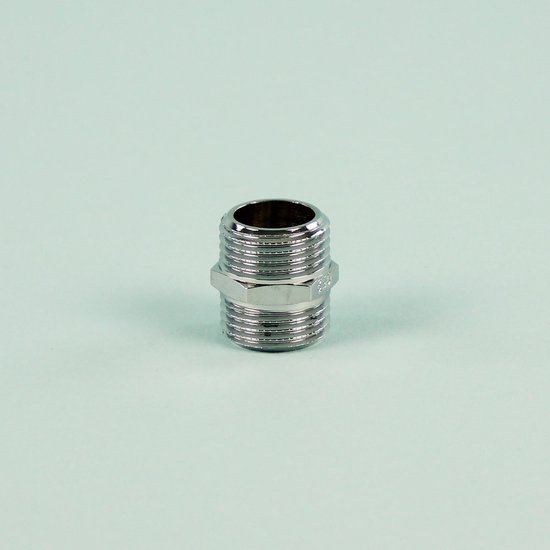 Dubbele nippel, Chroom, 1/2" buiten-draad naar 1/2" buiten-draad | bol.com