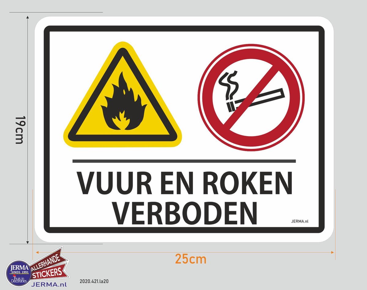 Vuur en Roken verboden pictogram sticker. | bol