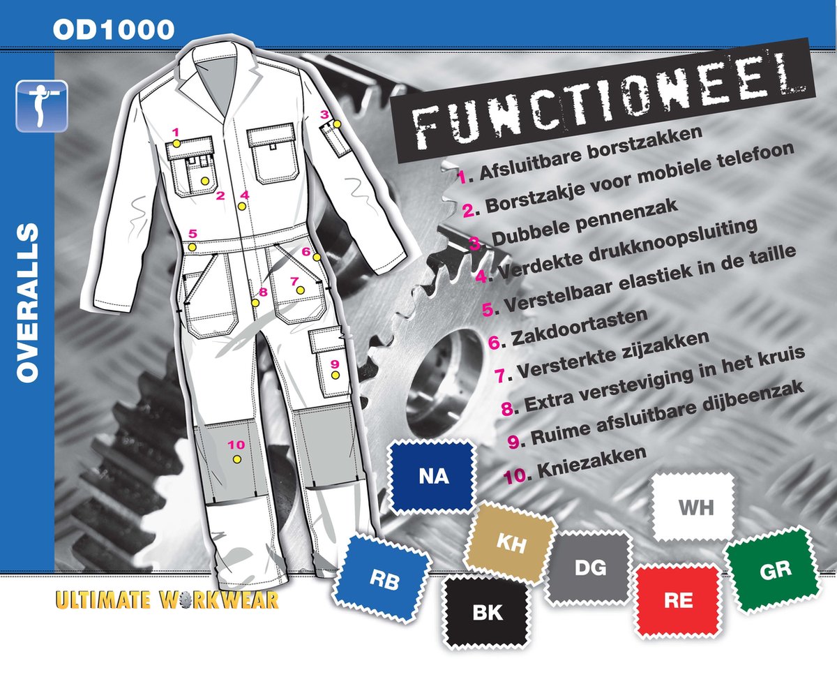 Ultimate Workwear - Standaard Overall BASEL - katoen 100% - 320gr/m2 ...
