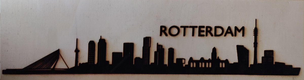 Houten skyline Rotterdam - Gebrand hout - Wanddecoratie / muurdecoratie ...