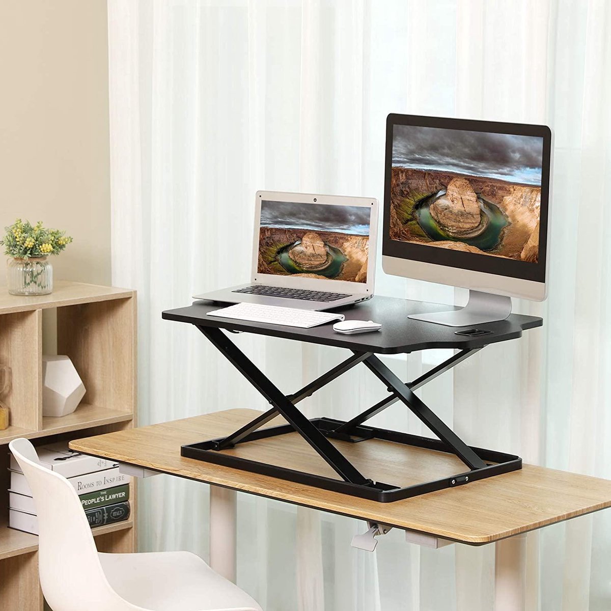 S-NOS® Bureau Verhoger - Hout - Zwart - Ergonomisch | bol