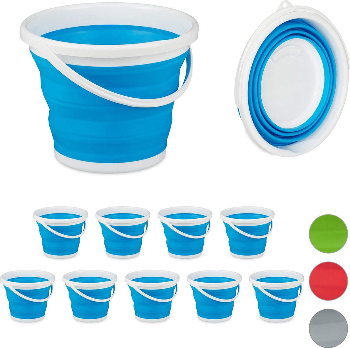 relaxdays 10 x seau pliable - 10 litres - pliable - flexible - camping ...