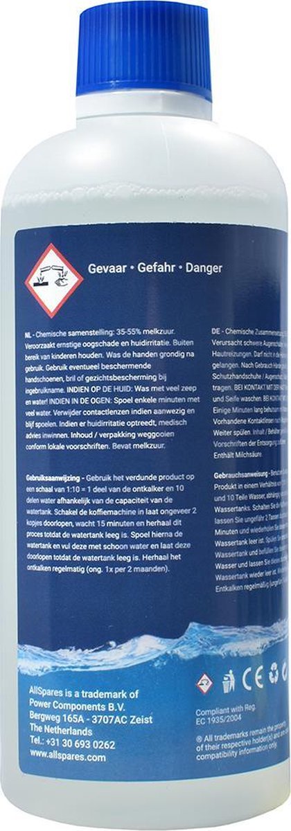 Delonghi Original EcoDecalk DLSC500 / AEG Vloeibare Ontkalker (500ml ...
