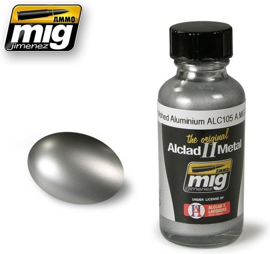 AMMO MIG 8204 Polished Aluminium ALC105 - Alclad II Verf flesje | bol