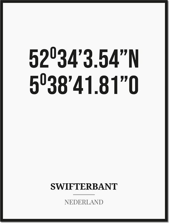 Poster/kaart SWIFTERBANT met coördinaten | bol