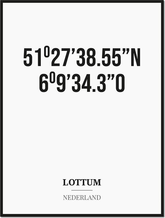 Poster/kaart LOTTUM met coördinaten | bol