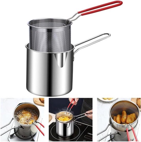 2 stuks - Kleine Frituur Pan - Friteuse - Inclusief Frituurmandje ...