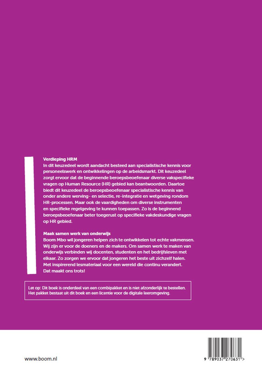 Keuzedeel Verdieping HRM versie 2026 | 9789037270631 | Boeken | bol