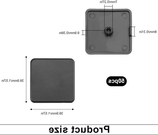 Eindkappen voor 40 x 40 Aluminium Profielen, Set van 50 ABS Dekkappen ...