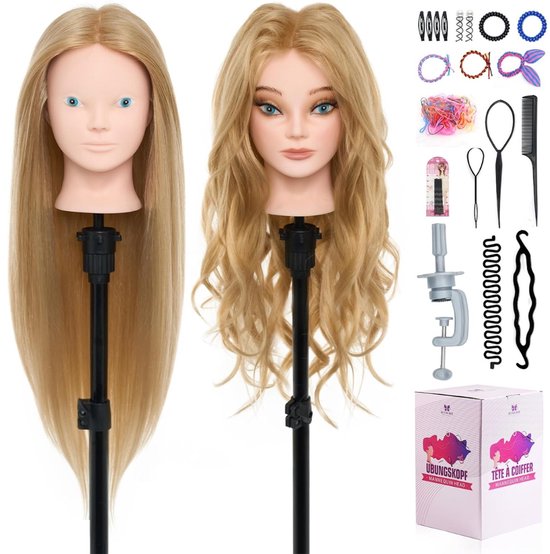 Mannequin Hoofd - Echt Menselijk Haar - Kappershoofd - Oefenhoofd ...