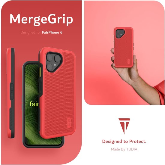 Tudia Fairphone 6 Hoesje DualShield MergeGrip Rood | bol
