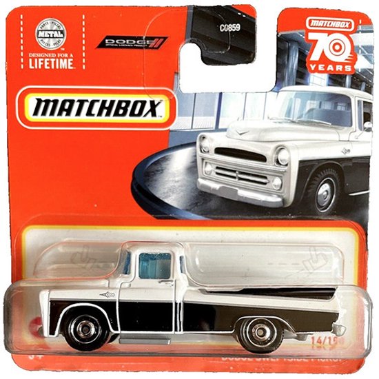 MATCHBOX 1957 DODGE SWEPTSIDE PICKUP BLACK-WHITE 14/100 1:64 HLD38-LA10 ...