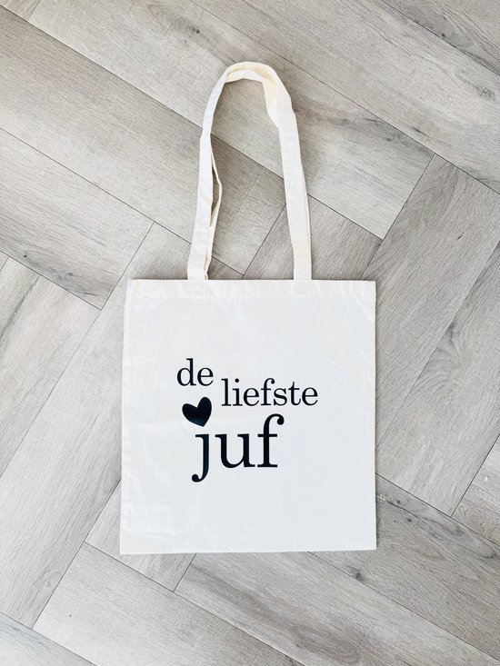 Juffen Cadeau – Katoenen Tas met Tekst ‘De Liefste Juf’ – Juffendag ...