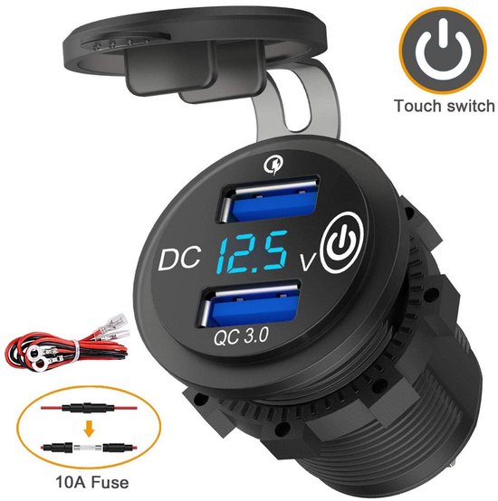 Nieuwe modellen voor 2025-12V USB Autolader 2 Poorten Inbouw met... | bol