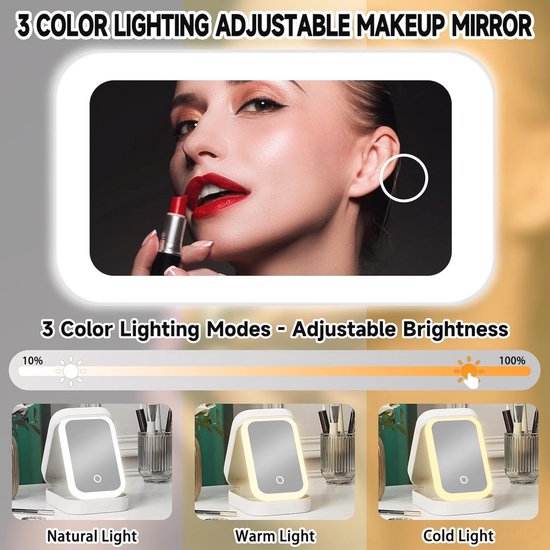 Make-up opbergdoos met Spiegel en LED Verlichting – Cosmetische Koffer ...