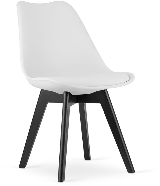 Set van 4 Stoelen MARK – Wit, Zwarte Beukenhouten Poten, Kunststof ...