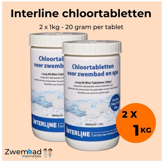2 x Interline Chloortabletten 20 gram 1 kg - inclusief Zwembadmannetjes ...