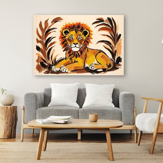 Kleurrijke leeuw met expressieve manen - Leeuw canvaskunst - Canvas ...