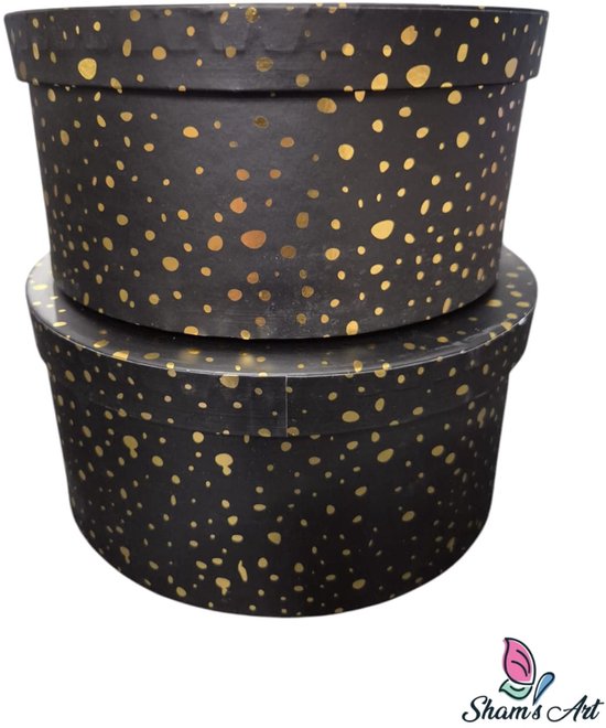 Luxe Ronde Doos met deksel - ZWART - 30.5*30.5*14.7cm - Cadeaudoos ...