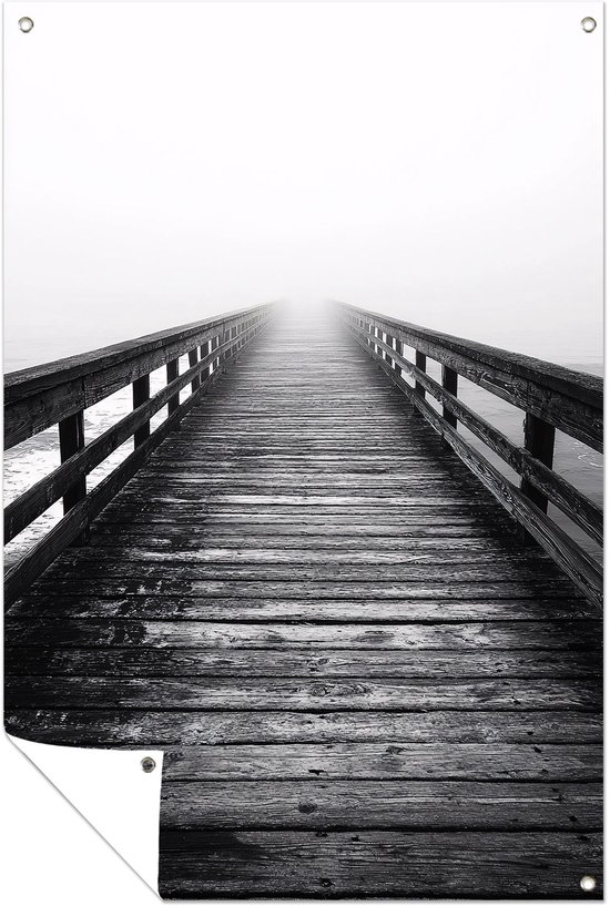 Lange houten pier in mist - Pier tuindecoratie - Tuinmuurdecoratie ...