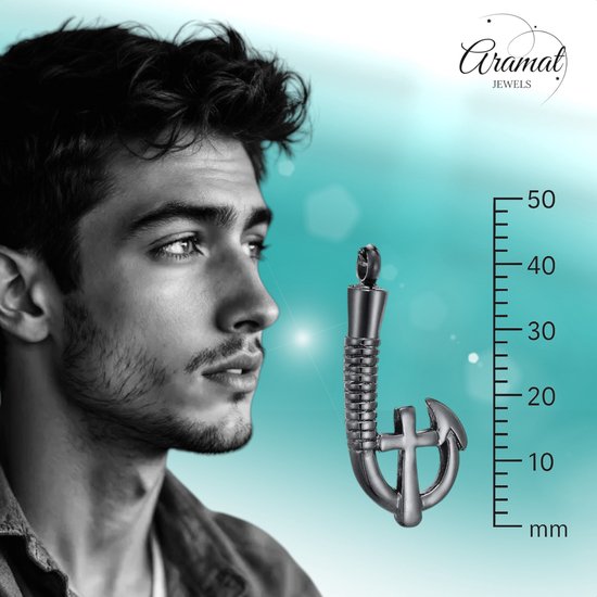 Aramat Jewels - Gedenkhangers - Stalen Ashanger Vishaak met Kruisje ...