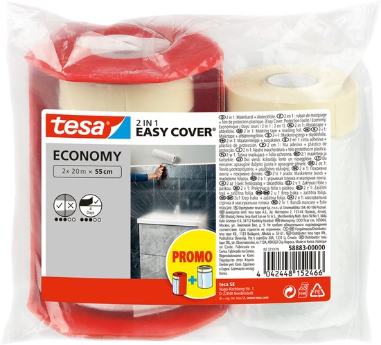 tesa Easy Cover Perfect+ Dispenser XL - 2in1 schildersfolie met washi ...
