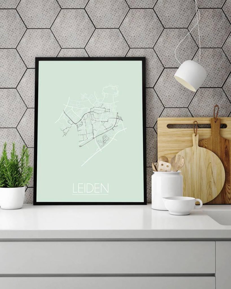 Carte de Leiden City Map Poster DesignClaud - Vert pastel - Affiche A3 ...