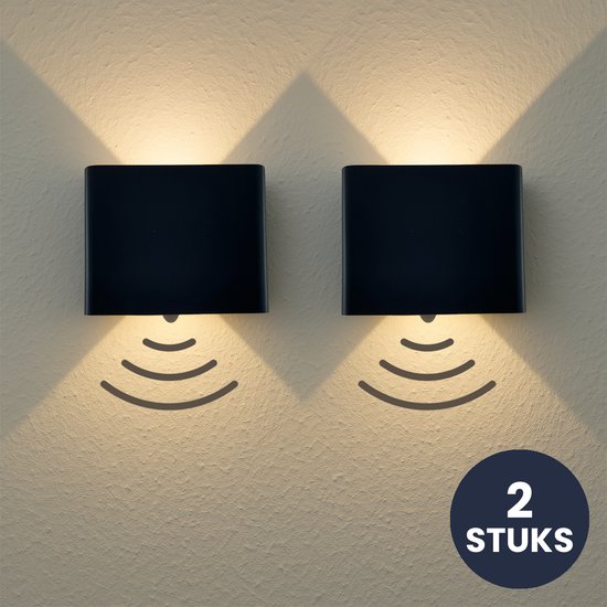 LED Wandlamp Oplaadbaar Zwart Duopak - Met Bewegingssensor ...