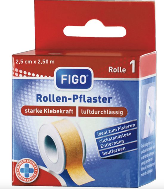 Fixatiepleister – 2,5 cm x 2,5 m – Wondtape op Rol – 5 Stuks ...